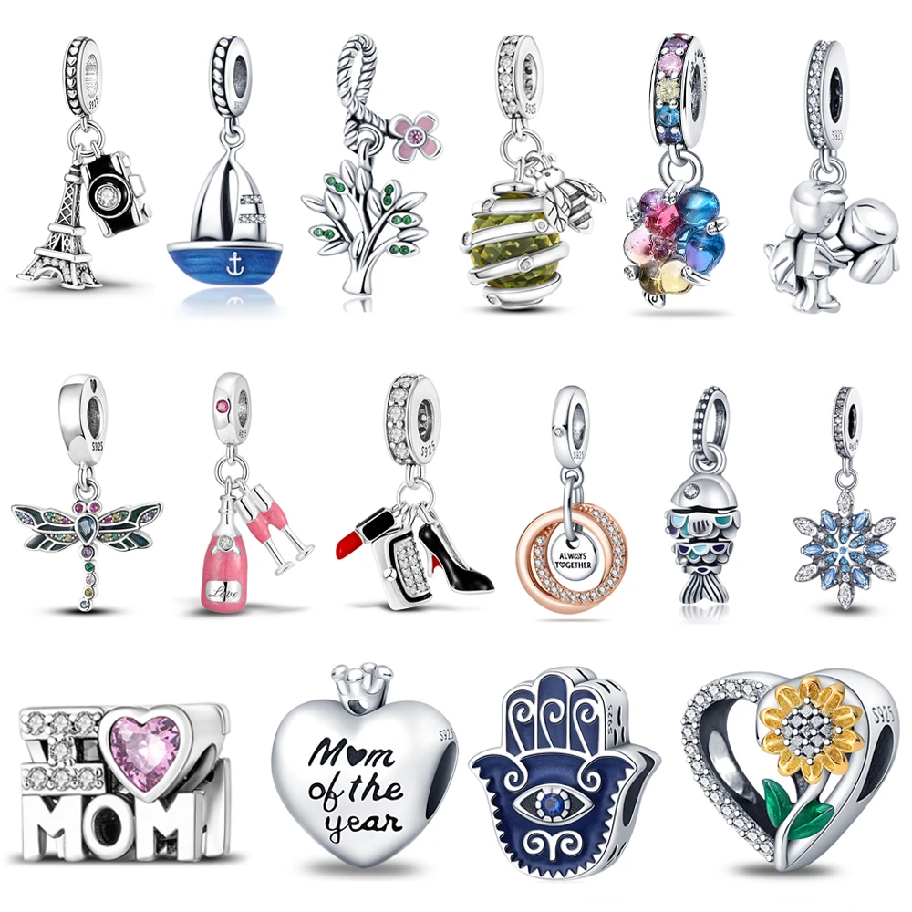 925 Sterling Silver charm Fit Original Pandora charm bead lovers series love Charm Bracelet ...