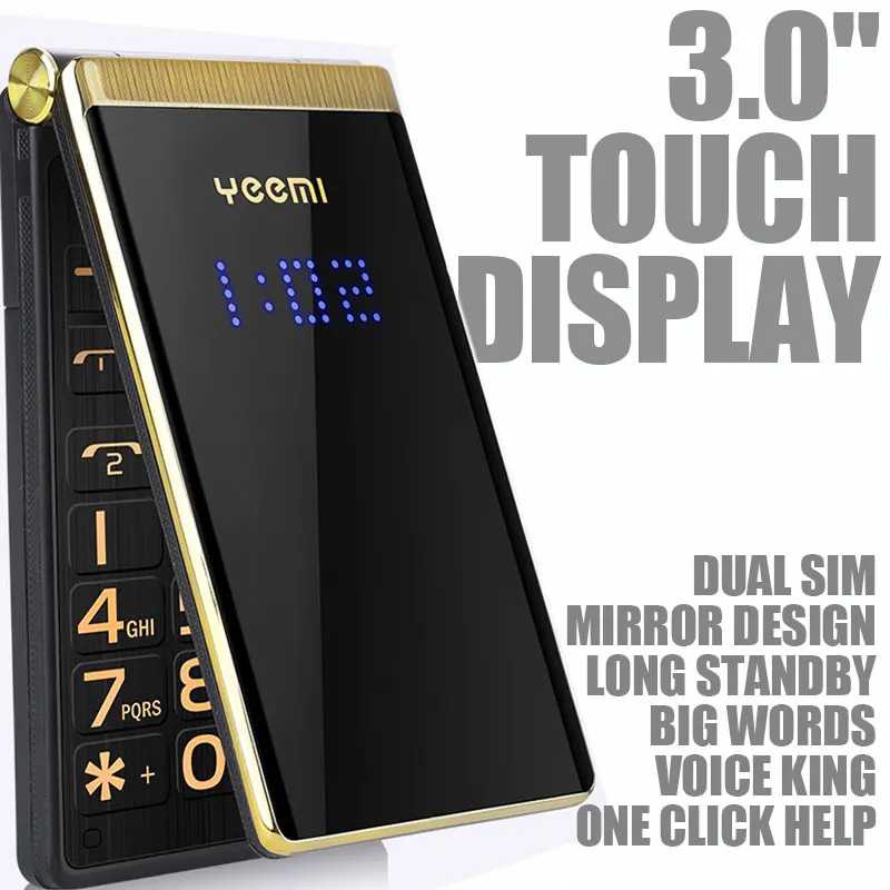 Classic Flip Mobile Phone Yeemi M2-c Dual Sim 5900mah Elderly Cell Dual Display Big Key Loud ...