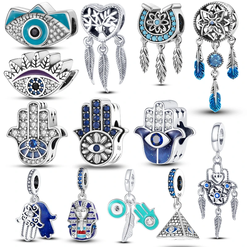 Sterling-Silver-925-Dream-Catcher-Fatima-Hand-Charms-Fit-Original ...