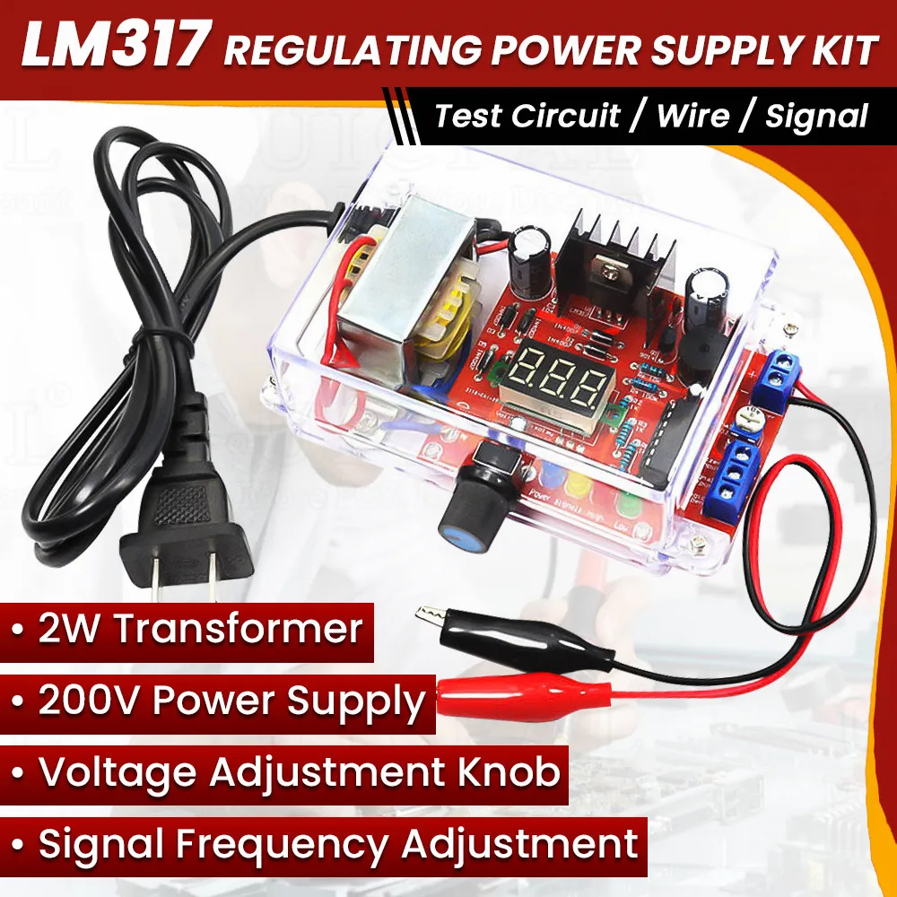 LM317 Adjustable Power Supply Module DIY Kit – Step-down 110V 220V to 1.25V-12.5V - tech ...