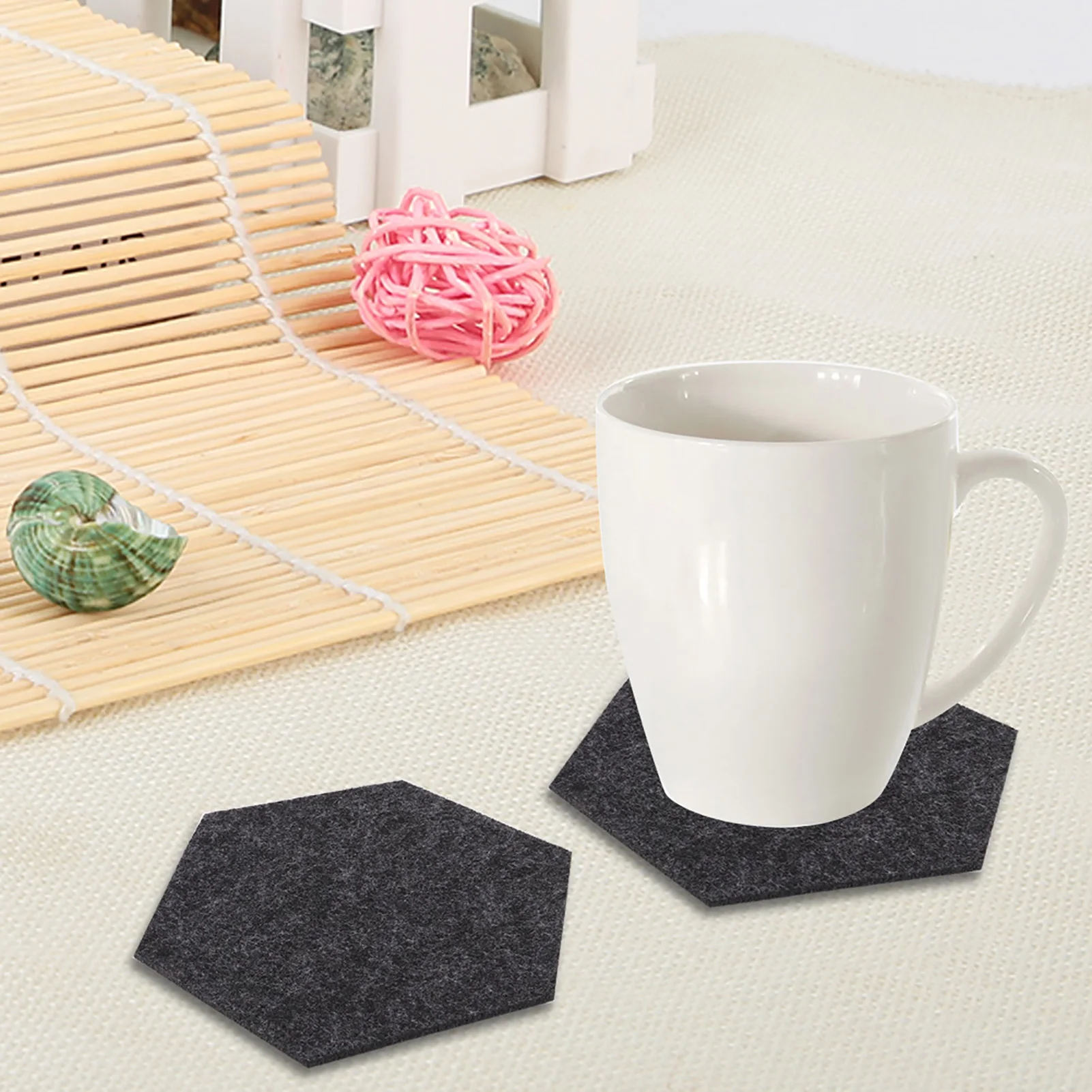 10Pcs-Set-Felt-Fabric-Cup-Hexagon-Mat-Drink-Coaster-Beer-Coffee ...