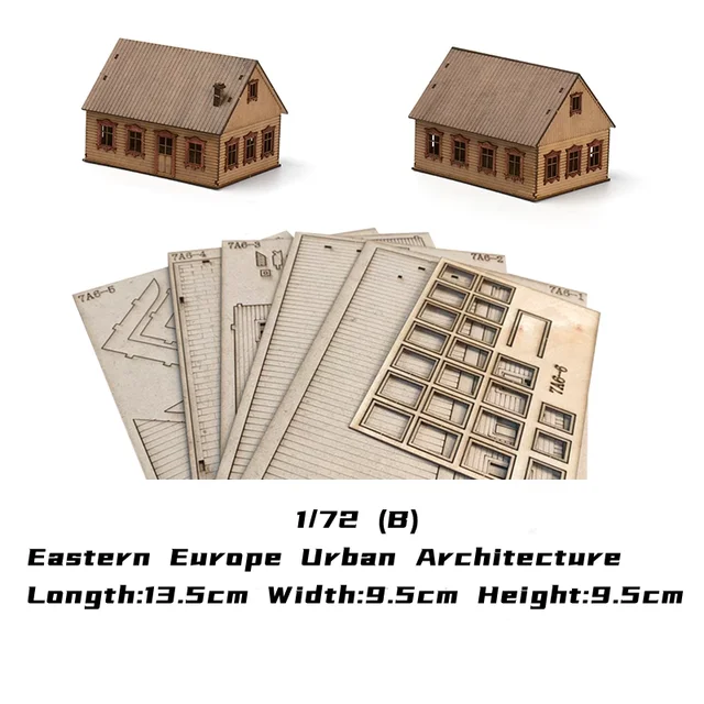 1/72 Eastern Europe Urban Architecture Scene Wooden Assembly Model DIY ...