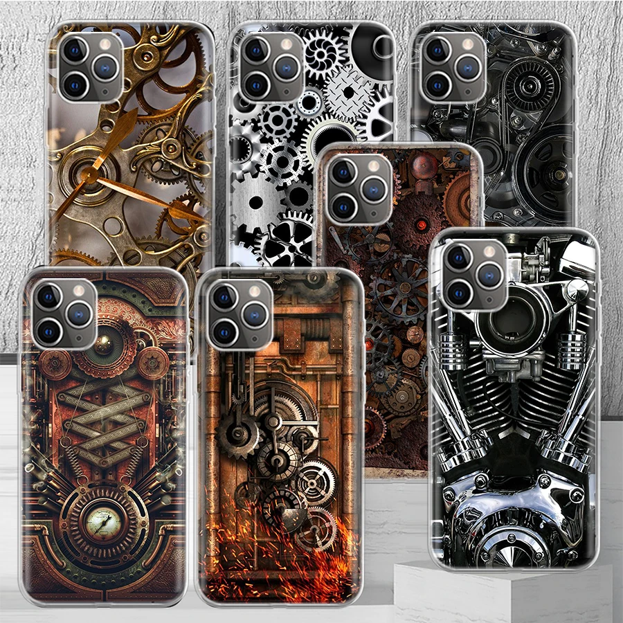 Steampunk-Gear-Mechanical-Phone-Case-Cover-For-iPhone-14-13-Pro-11-15 ...
