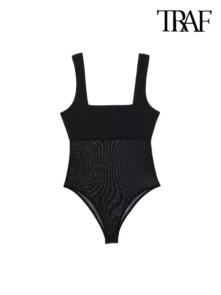 TRAF-body-semitransparente-de-tul-de-retazos-para-Mujer-traje-Sexy-con ...