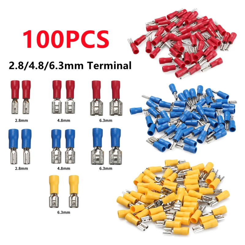 Electrical Cable Crimp Terminals Crimping Wire - 100/50pcs 2.8mm 4.8mm 6.3mm - Aliexpress