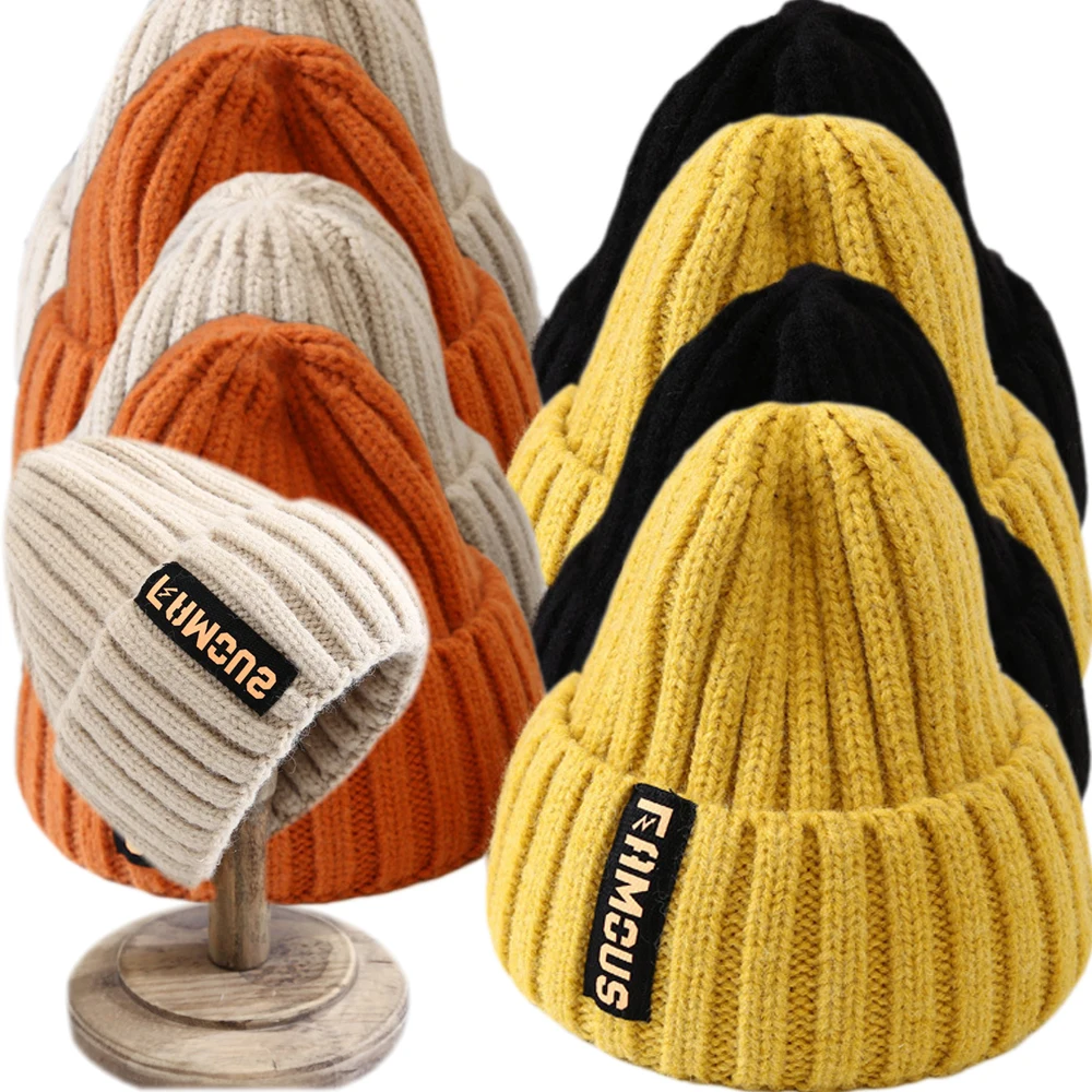 New Knitted Wool Cap Fashion Men Women Knitting Beanies Winter Caps ...