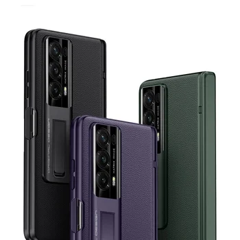 Automatic Spring Hinge Leather case For Honor Magic V2 Tempered Glass ...