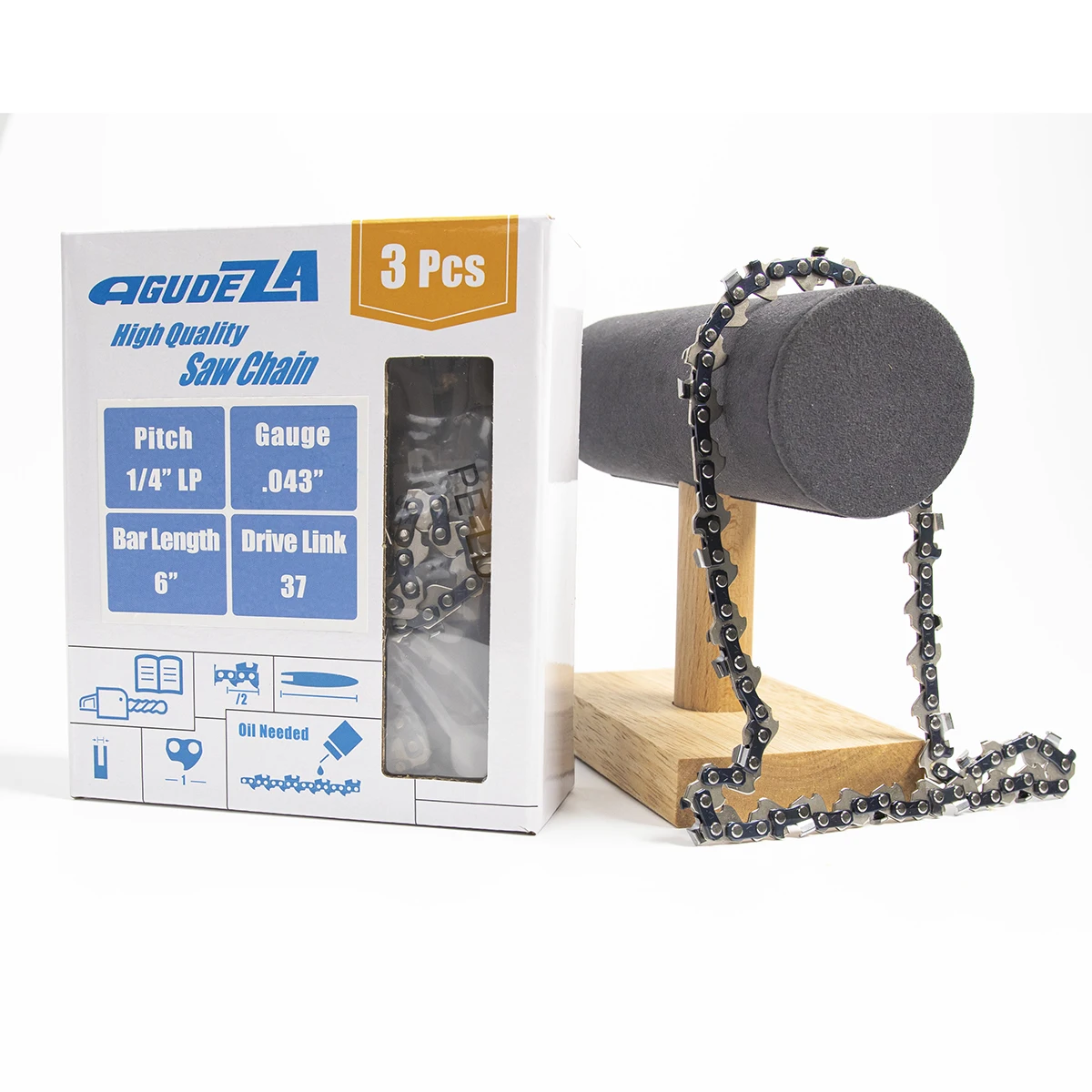 3 Pcs 6 Inch Chainsaw Chain 1/4 Pitch .043 Gauge 37 Drive Links High ...