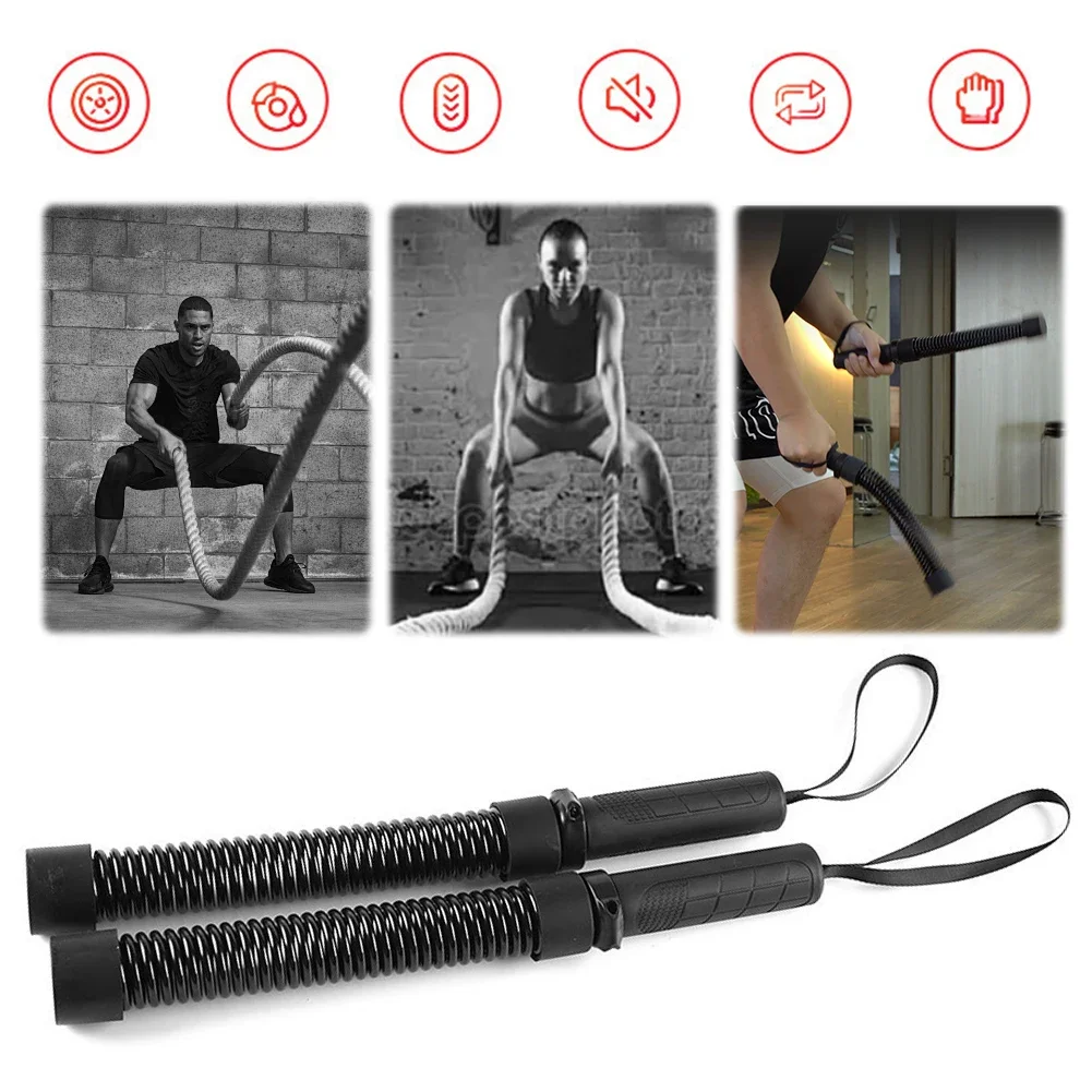 2Pcs Battle Rope Spring Rod Non-Slip Professional Workout Rope Rod ...