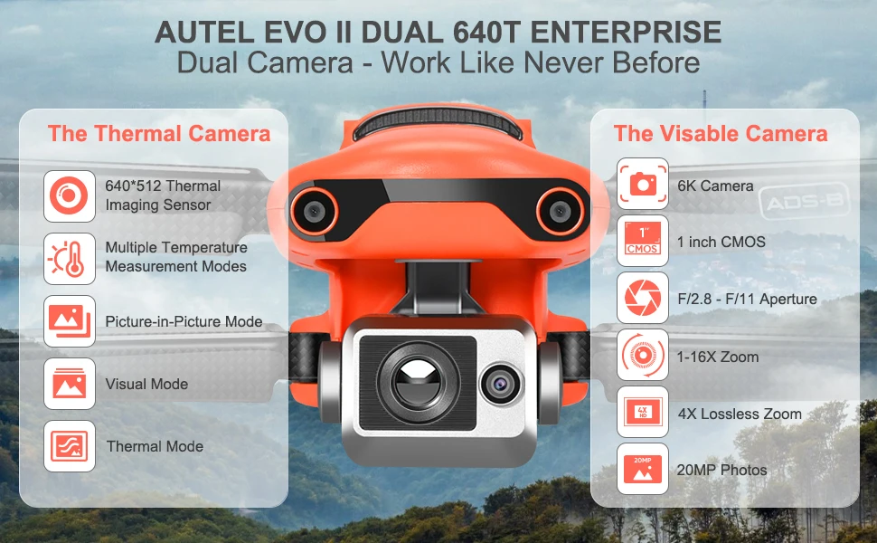Autel Robotics EVO II Dual 640T Drone 8K 48MP 4X Lossless Zoom Camera ...