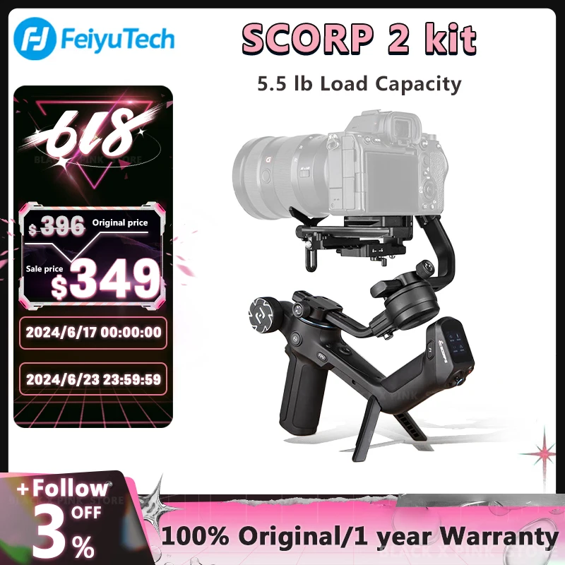FeiyuTech-SCORP-2-kit-Camera-Gimbal-Stabilizer-Built-in-AI-Tracker ...