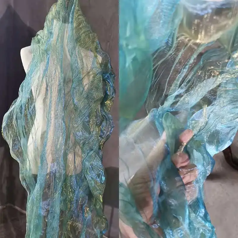 Ocean-Wave-Organza-original-irregular-pressed-pleated-laser-gradient ...