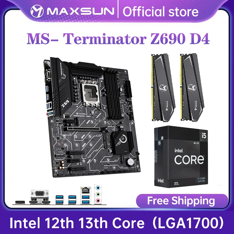 Maxsun Motherboard Gaming Conjunto Terminator Z690 D4 4 * Sata3 5 * Suporte Intel 12th M.2 13th ...