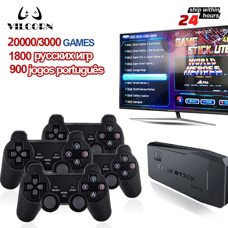 4k Game Console 4 Players | Game Stick 4k 10000 Games | Console Retro ...