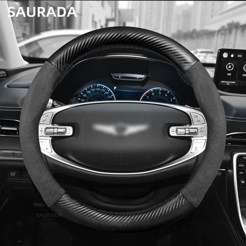 Carbon-Fiber-Car-Steering-Wheel-Cover-Breathable-Auto-Decoration ...