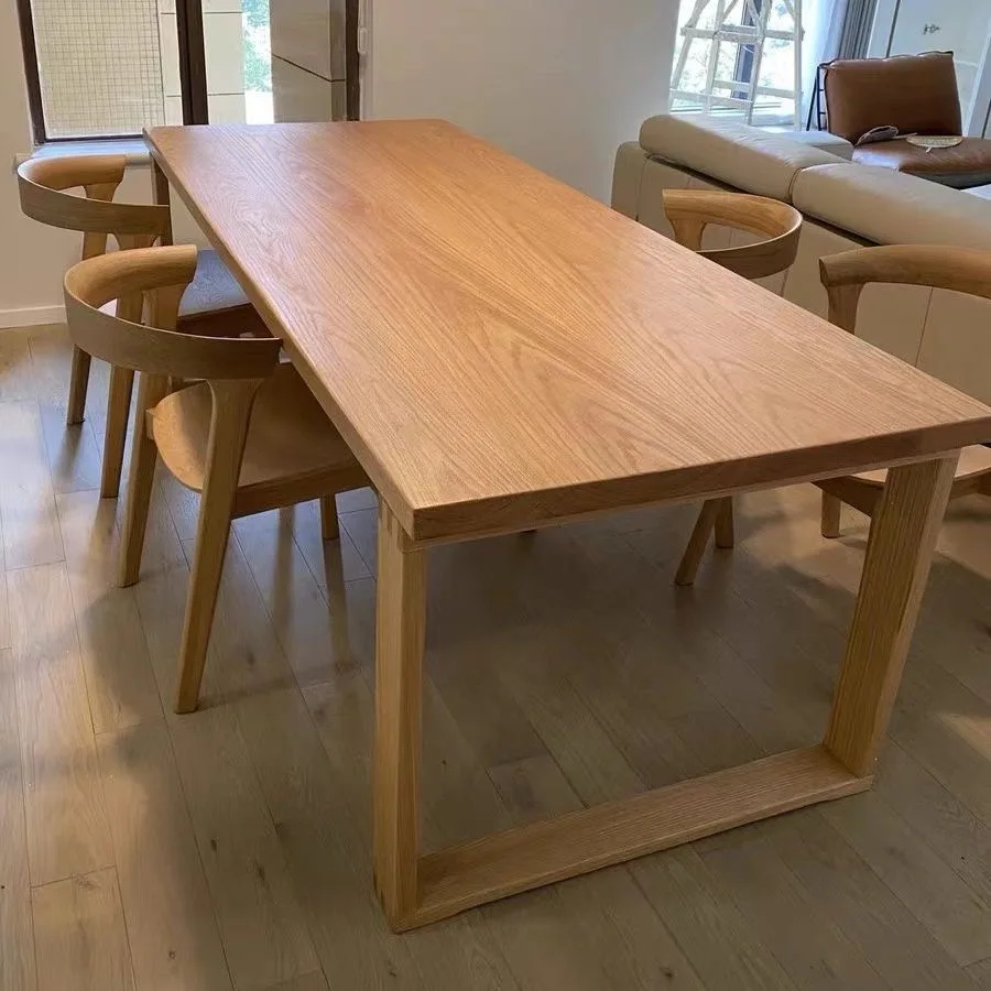 Nordic-solid-wood-dining-table-simple-ash-long-table-log-Japanese-style ...