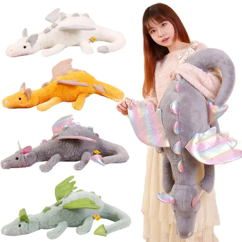 Fuzzy-Peluche-Lying-Dragon-Plush-Toy-With-Big-Fly-Wings-Dragons-Grey ...