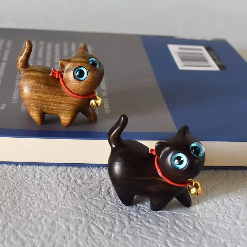 Small-Cute-Wooden-Cat-Statue-Wooden-Sculptures-Ornaments-Handmade-Craft ...