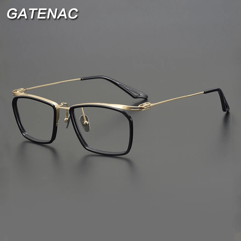 Vintage Square Titanium Glasses Frame Men Retro Eyebrows Prescription ...