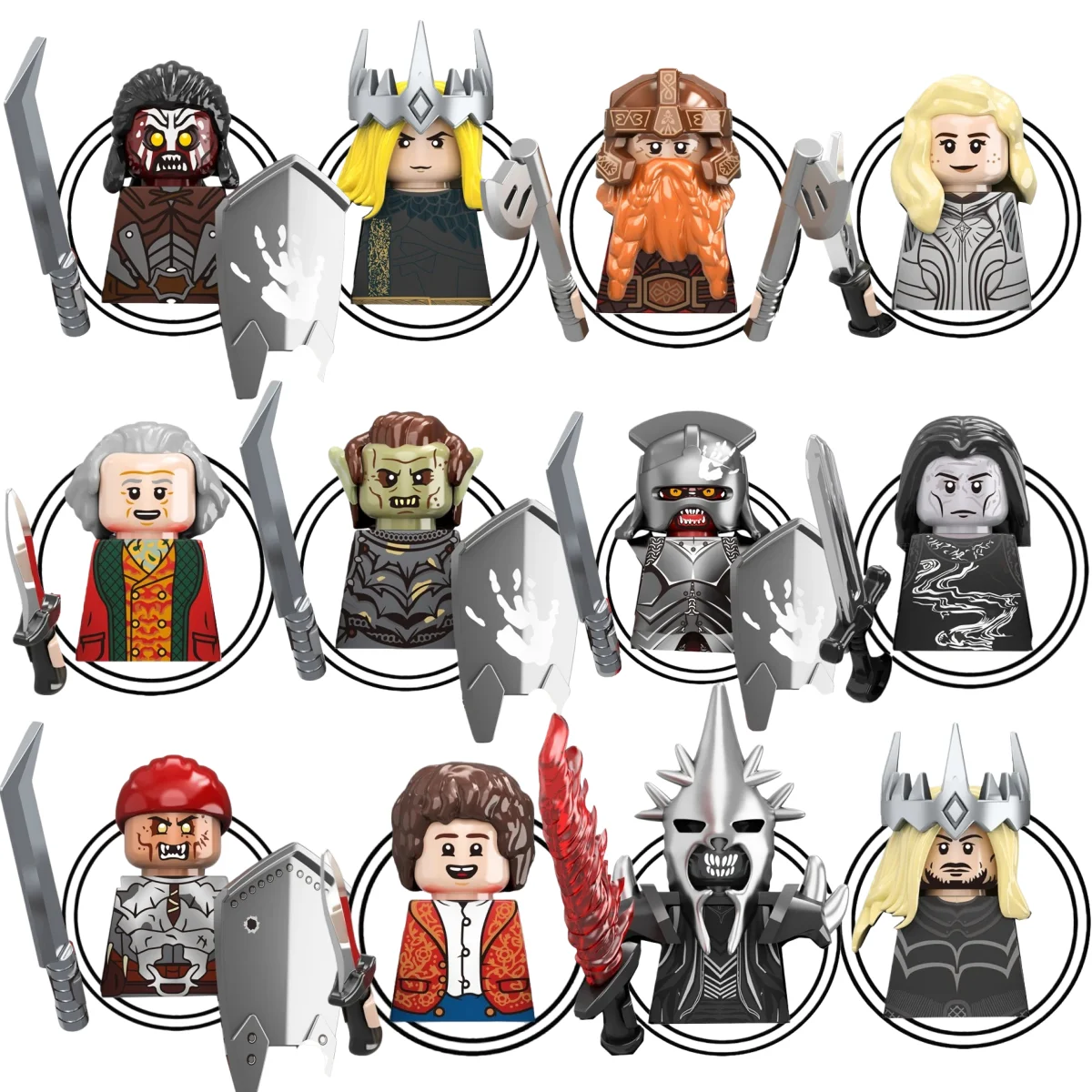 Blind Box TV6411 Mini Action Figure Toys Orcs Dwarf Elves Rohan knight ...