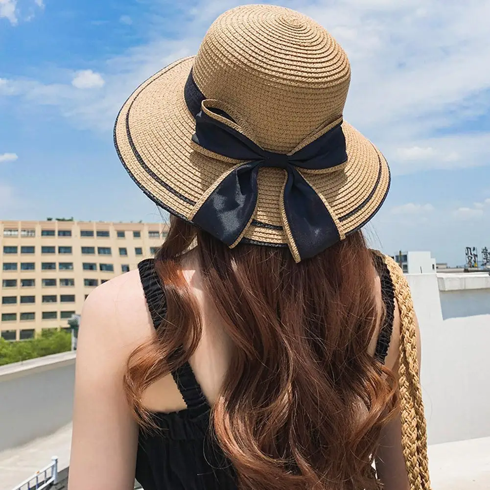 Sombrero-de-sol-con-lazo-negro-grande-para-mujer-Sombrero-panam-de-paja ...