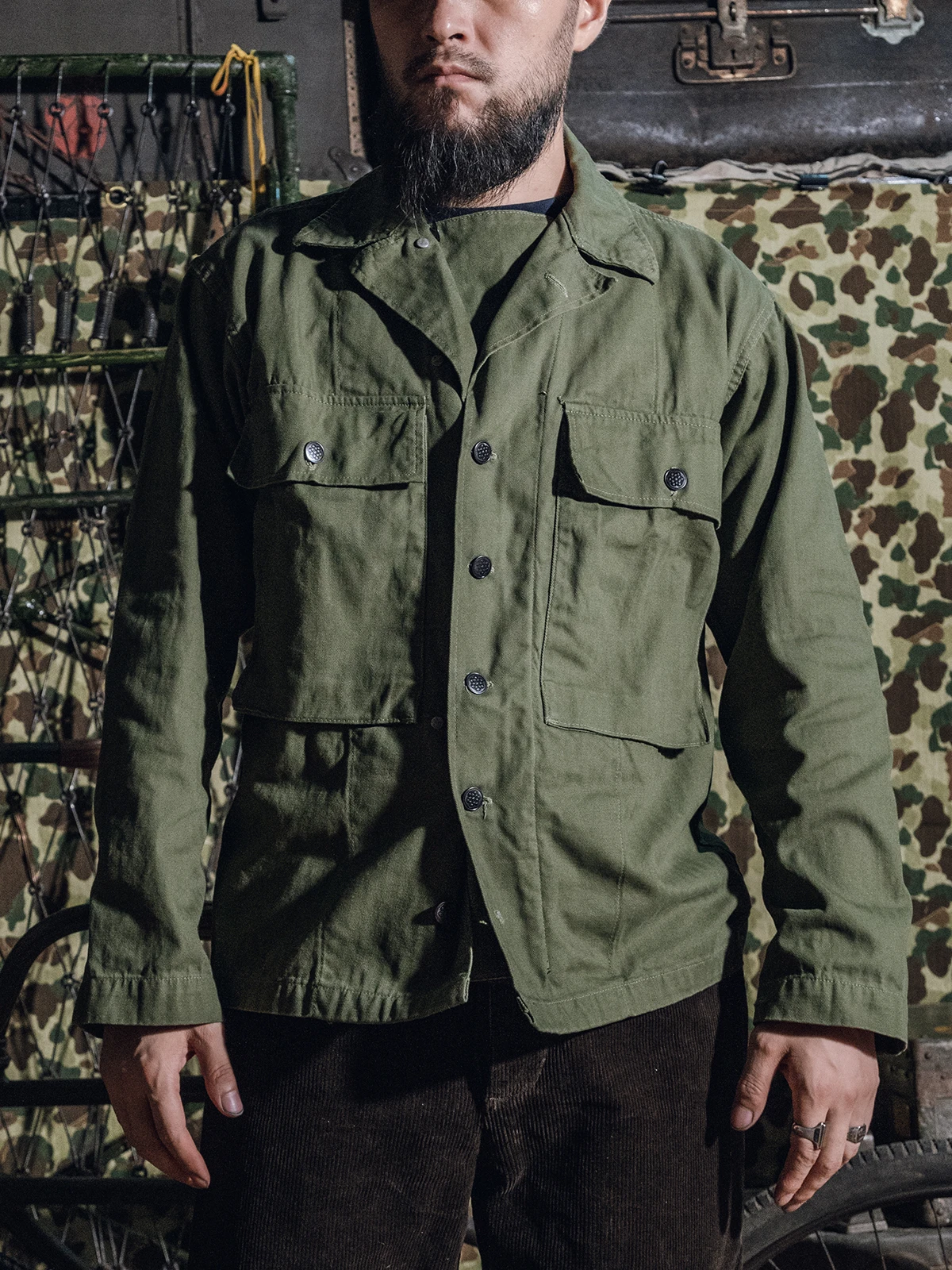 Bronson-Army-HBT-M-42-Jacket-Military-Fatigue-Vintage-Combat-Uniform ...