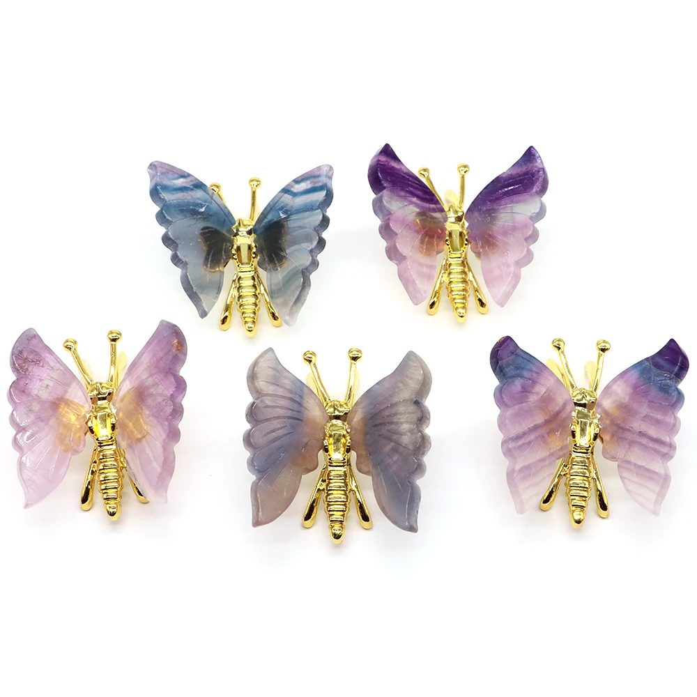 Natural-Colorful-Fluorite-Butterfly-Chakra-Crafts-Handmade-Wing-Reiki ...