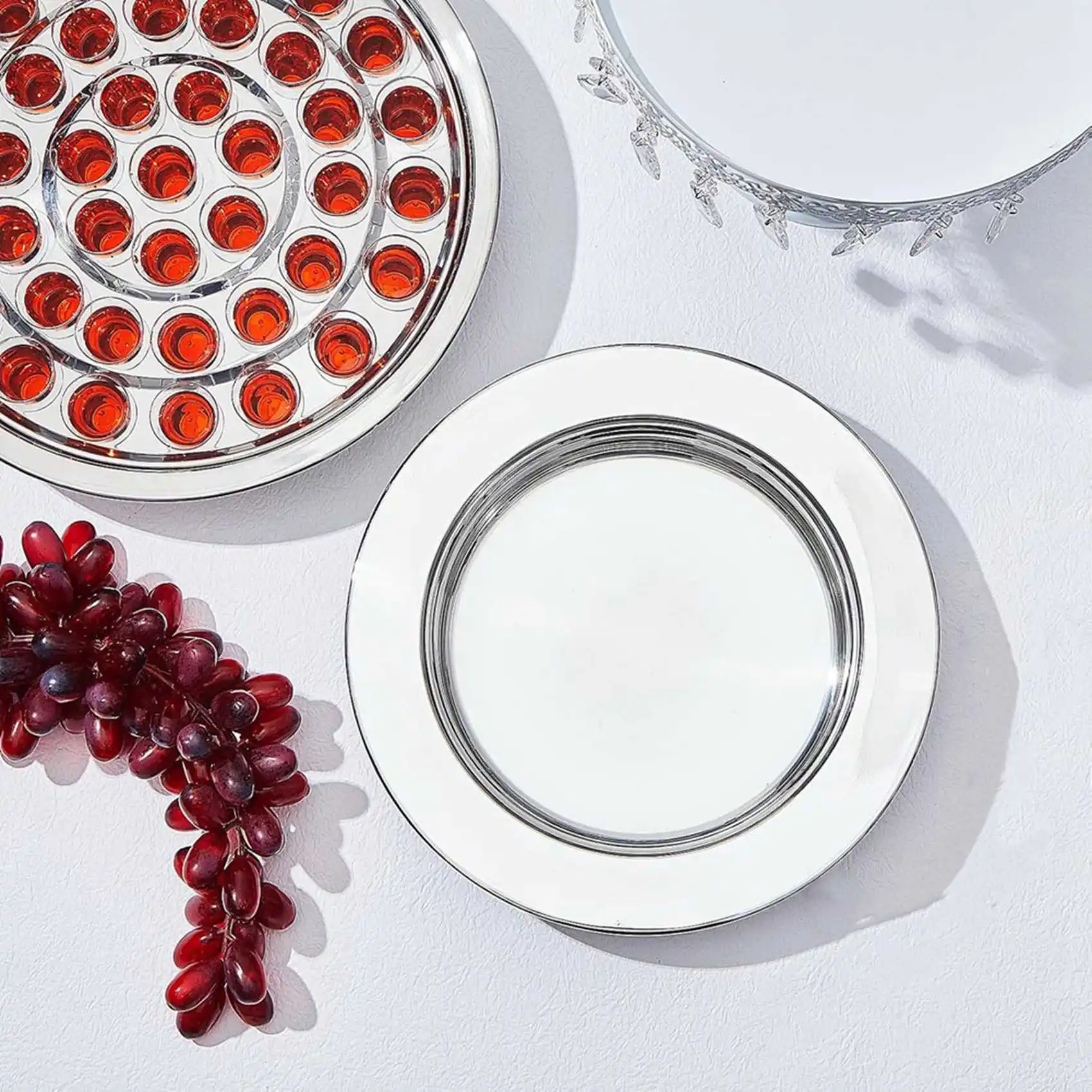 A93E-3X Silver Communion Set With Lid, Stainless Steel Bread Tray ...