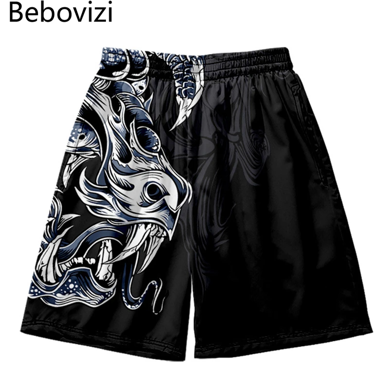Summer-Fashion-Harajuku-Dragon-Print-Beach-Shorts-Casual-Loose ...