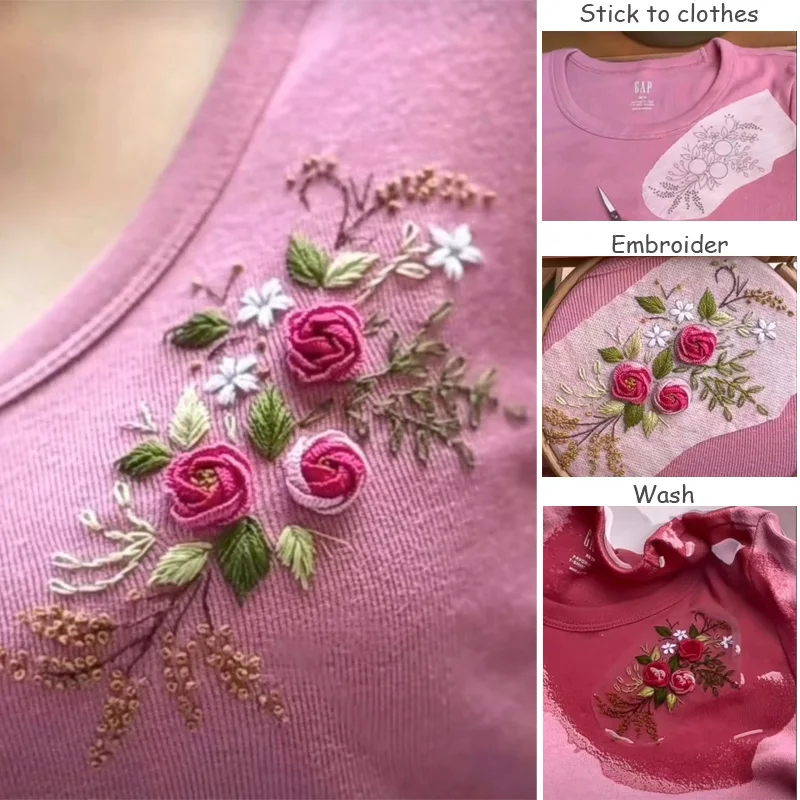 Garment Clothes Apparel Embroidery Kit Set Rose Flower Roses Water ...