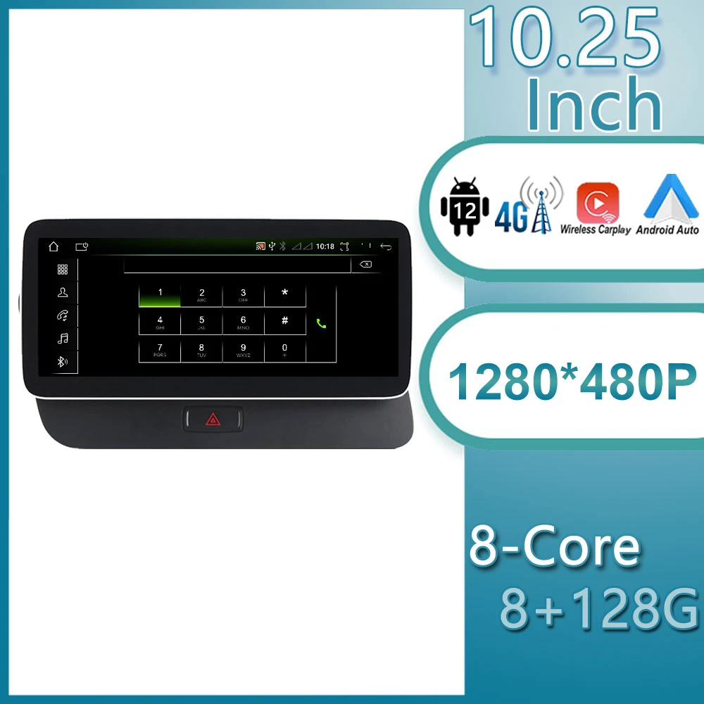 Moniter Car Screen Android 12.0 For Audi Q5 2009 2010 2011 2017 System Carplay Auto Stereo GPS ...