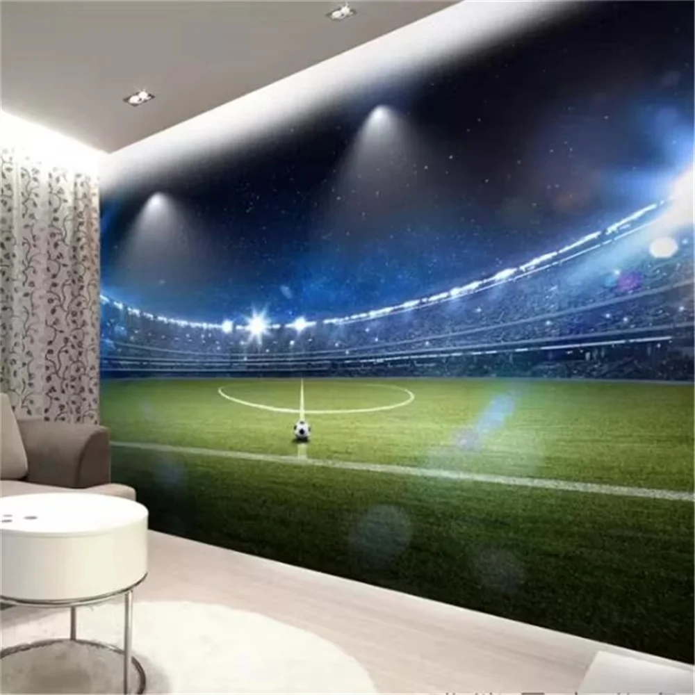 Custom wallpaper 3D solid mural painting huge football field TV ...
