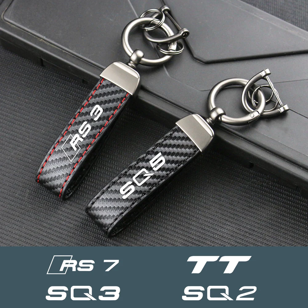 Car-Keychain-Carbon-Fiber-Leather-Rope-Car-Ring-Keychain-Trinket-Zinc ...