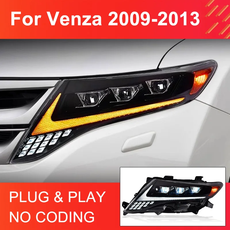1-Pair-LED-Headlight-for-Toyota-Venza-Harrier-2009-2013-Headlights-Plug ...
