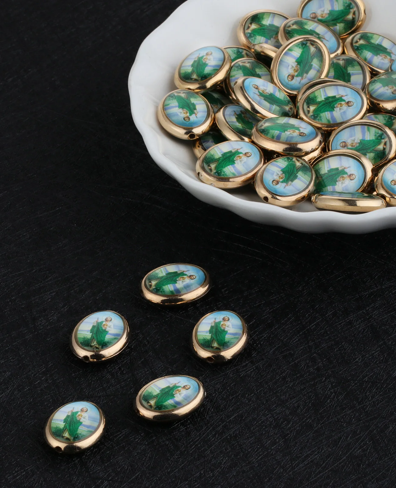 10pcs-Catholic-St-Jude-Icon-Beads-Oval-Shaped-Patron-Saint-Jude-Charms ...