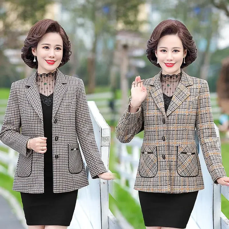 Stylish-Tweed-Woolen-Jacket-For-Middle-aged-Elderly-Women-Autumn-Spring ...