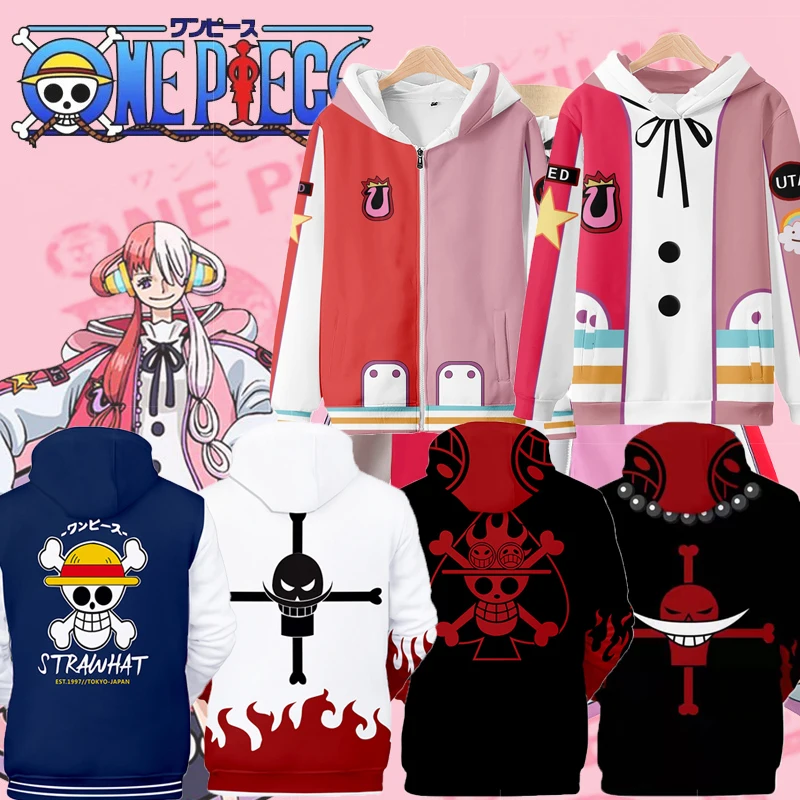 Anime One Piece Film RED UTA Cosplay Costumes One Piece Luffy Fleece ...