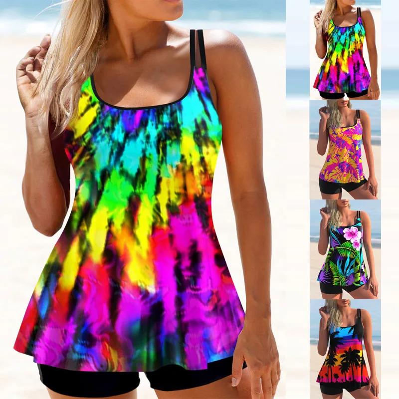 Women's Swimsuit Bikini Tank Top Two-piece Set Dopamine Style Printed ...