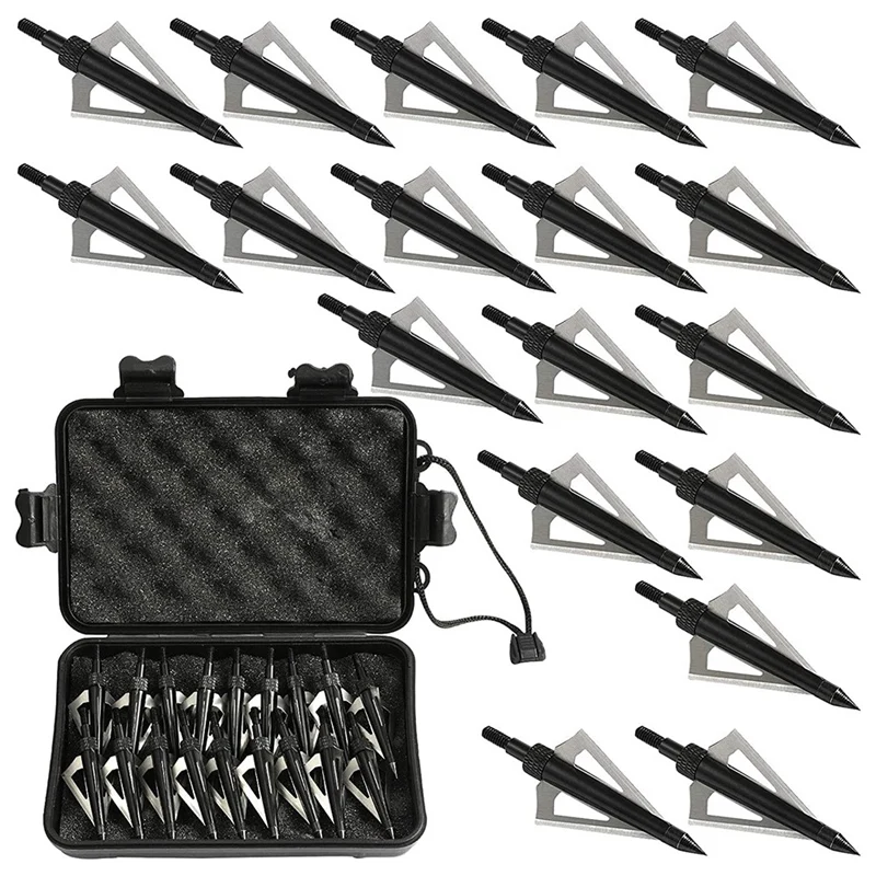 18-Pcs-Metal-Hunting-Archery-Broadheads-100-Grain-3-Blades-Blades ...