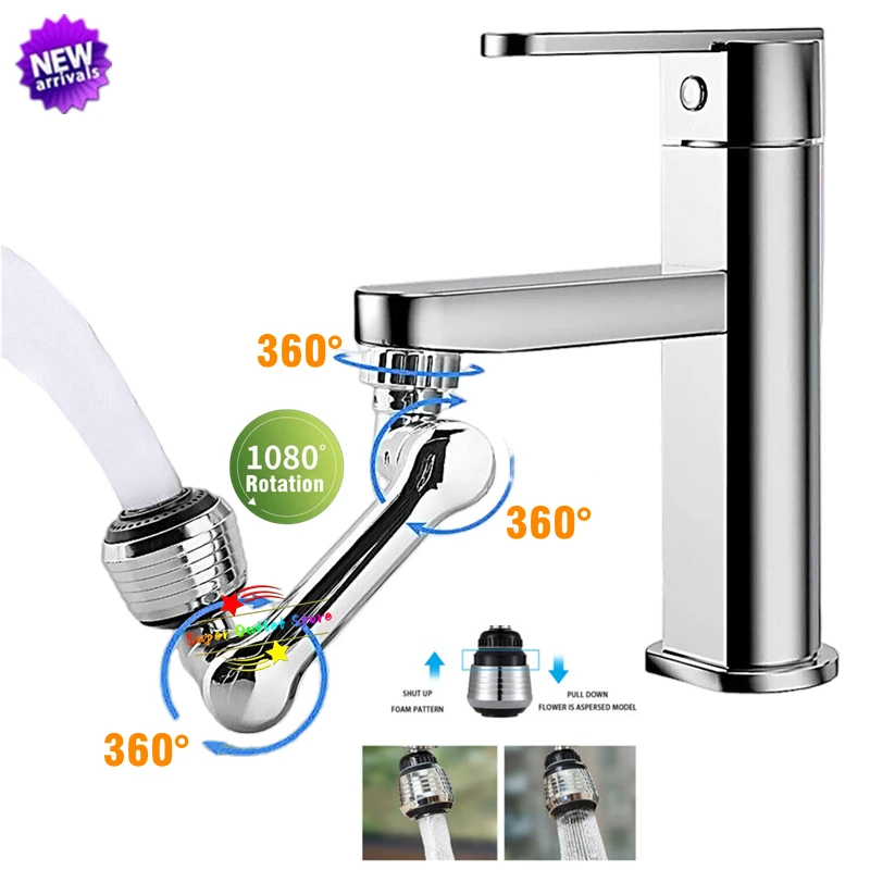 NEW-Robotic-Arm-Faucet-Bubbler-1080-Rotation-Faucet-Aerator-Splash-Dual ...