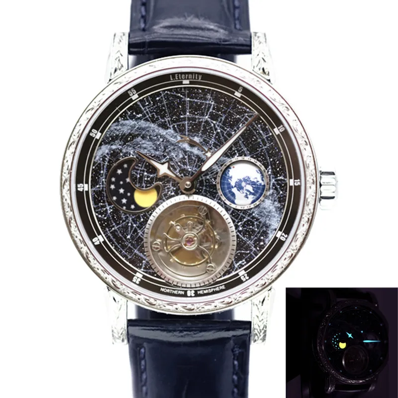 Super-Mens-Automatic-Tourbillon-Mechanical-Watch-Milky-Way-3D-Rotate ...