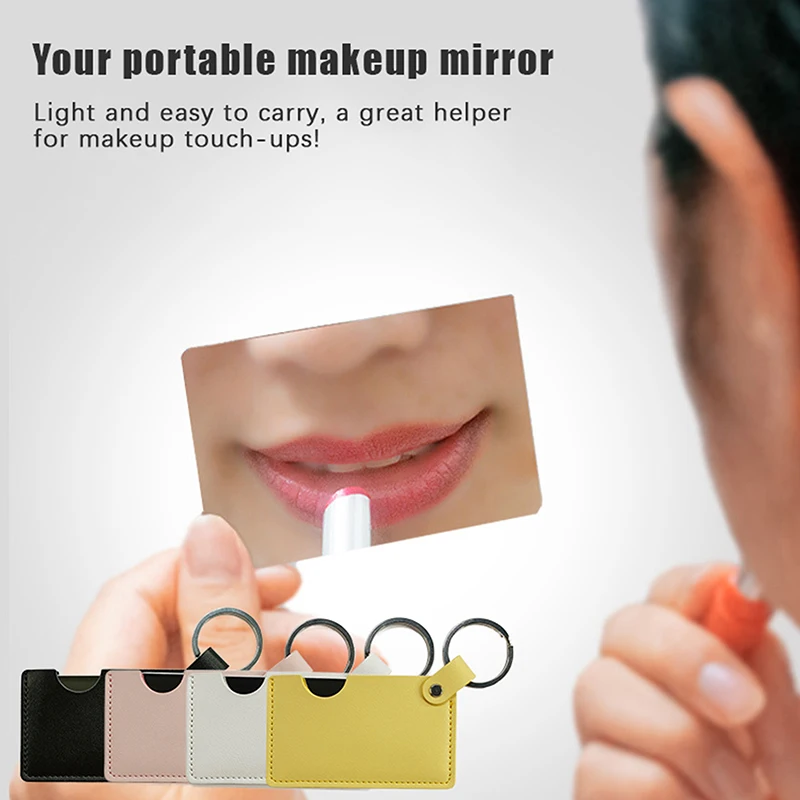 Stainless-Steel-Shatter-Proof-Ultra-thin-Cosmetic-Mirror-With-Keyring ...