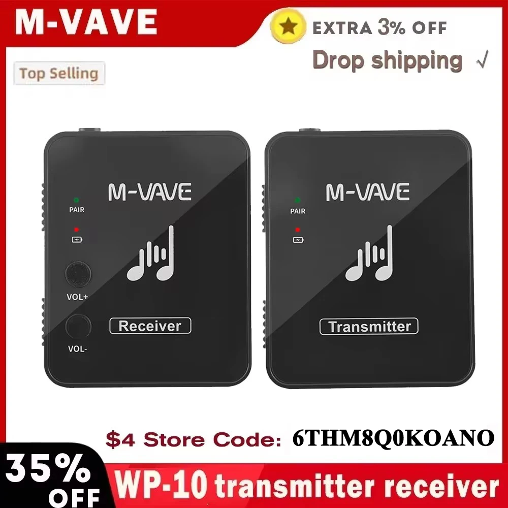 M-vave-WP-10-2-4G-Wireless-System-Earphone-Monitor-Rechargeable-Transmitter-receiver-Support ...