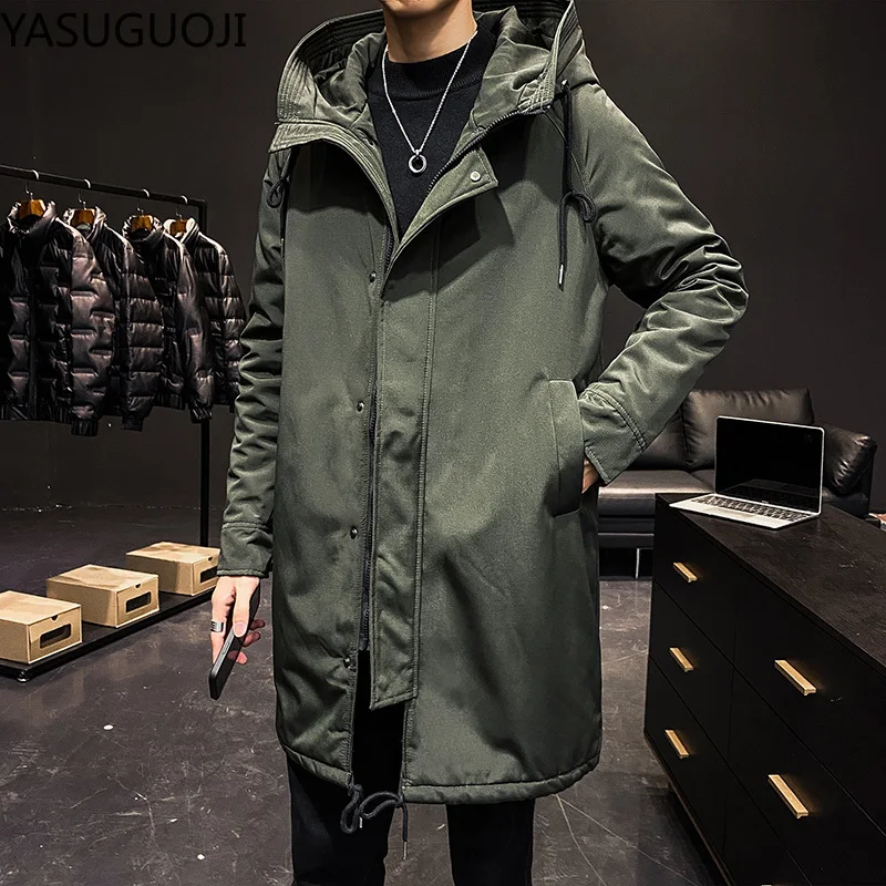 YASUGUOJI-Mens-Autumn-and-Winter-Thicken-Hooded-Windbreaker-2024 ...