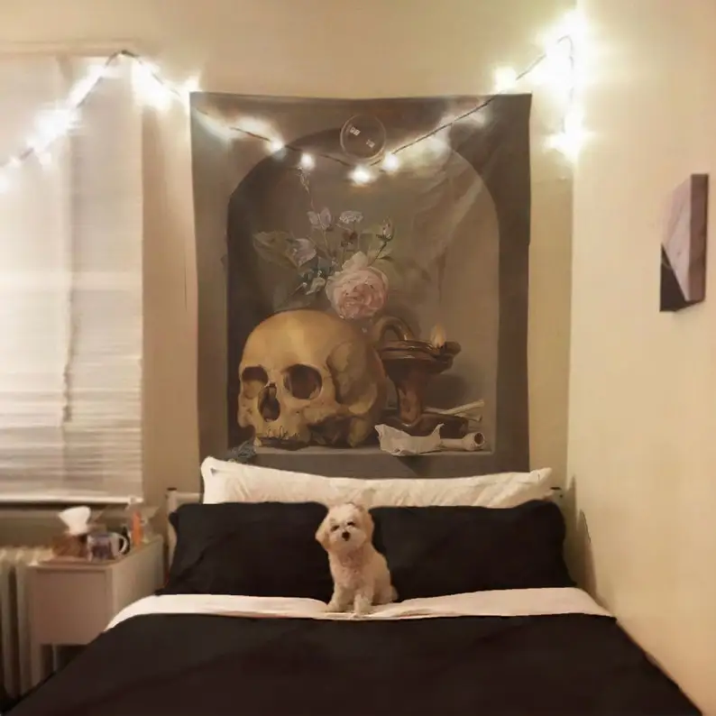 Skull-And-Roses-Gothic-Tapestry-Vanitas-Vanitatum-Memento-Mori-Art ...