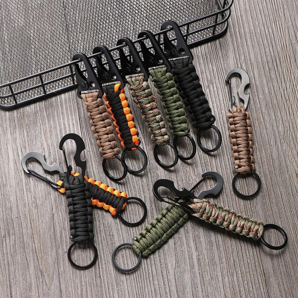 Outdoor Keychain Ring Camping Carabiner Military Paracord Cord Rope ...