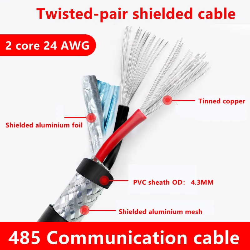 5 meter 26AWG 24AWG 2 core 4 core 6 core 8 core485 communication signal ...