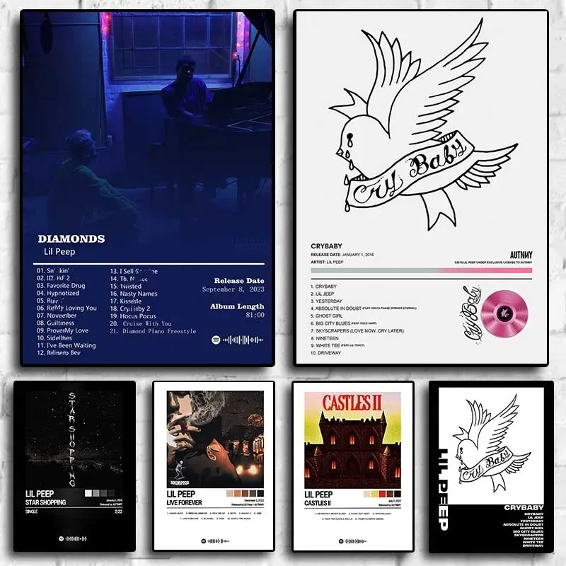 Singer-Lil-Peep-Album-Diamonds-Poster-Cover-Aesthetic-Set-for-Wall-Art ...