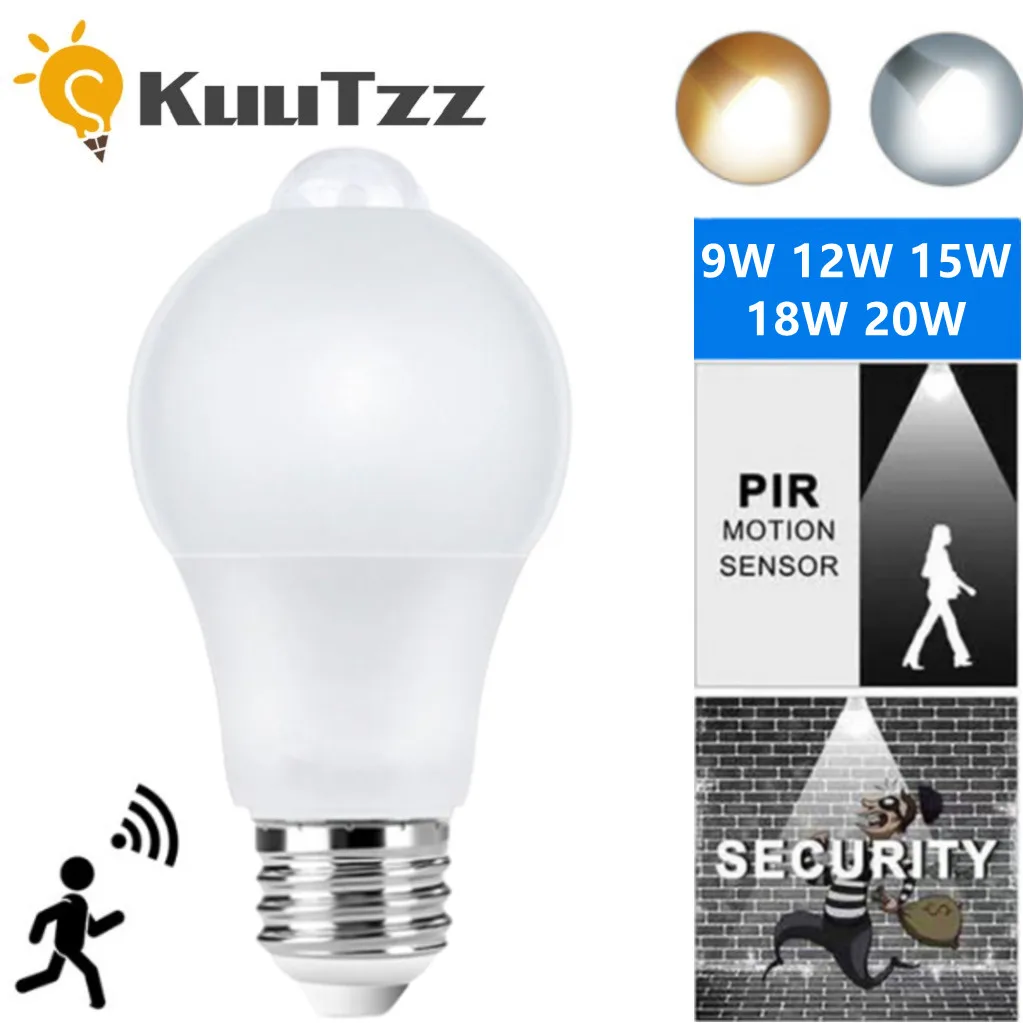9/12/15/18/20W E27 LED Motion Sensor Bulb LED lamp PIR Sensor Light ...