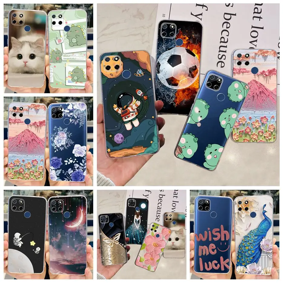 For-Realme-C12-Case-Realme-C25-C25s-Stylish-Painted-Cover-Clear ...